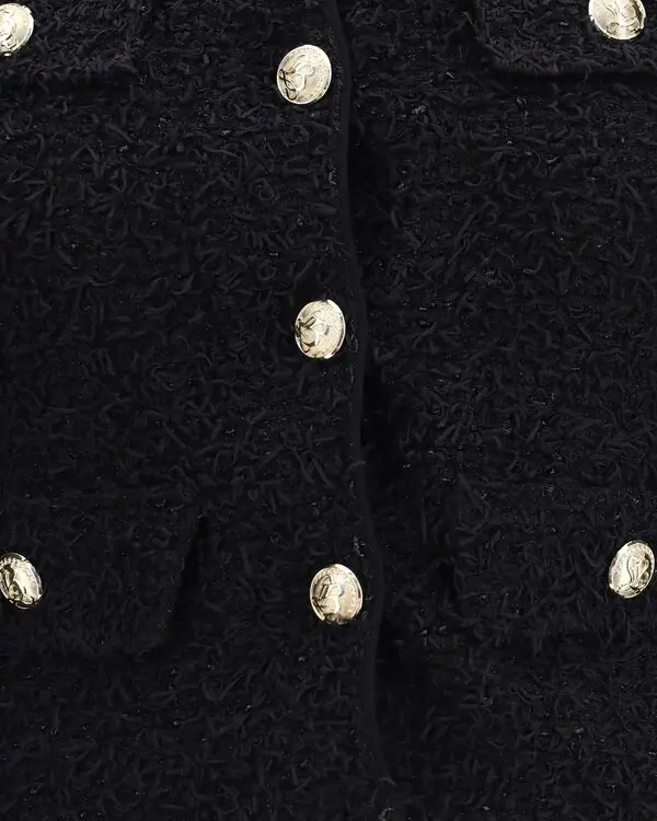 Balmain Double-breasted Tweed Cropped Jacket With Logo Buttons