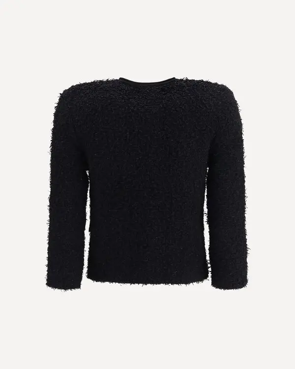 Balmain Double-breasted Tweed Cropped Jacket With Logo Buttons - Black
