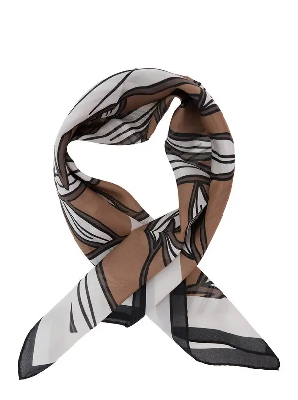 Brunello Cucinelli Brown Scarf With All-over Print In Silk For