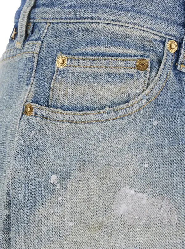 GOLDEN GOOSE Melody Boyfriend' Blue Jeans With Faded Design And Logo Embroidery On The Back In Denim For - Multicolor