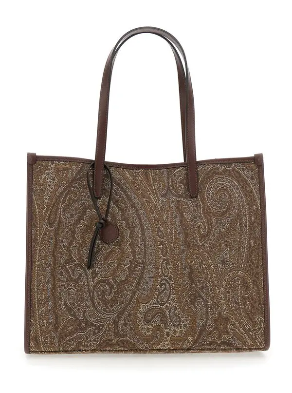 Etro Lovetrotter' Tote Bag With Jacquard Motif In Denim For - Brown