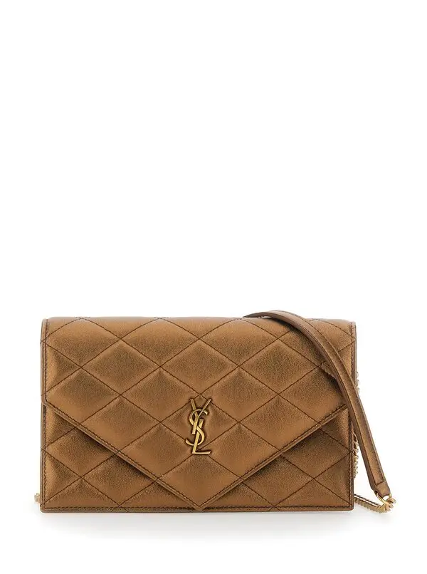 Saint Laurent Brown Crossbody Bag With Chain Strap And Cassandre Plaque On The Front In Leather For - Multicolor