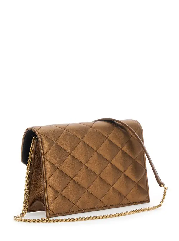 Saint Laurent Brown Crossbody Bag With Chain Strap And Cassandre Plaque On The Front In Leather For - Multicolor
