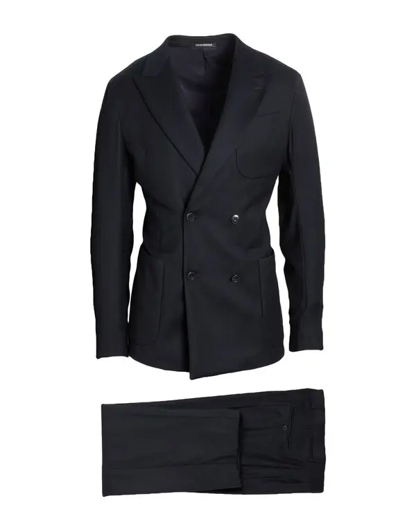 Emporio Armani Suit Charcoal Size Virgin Wool - Navy