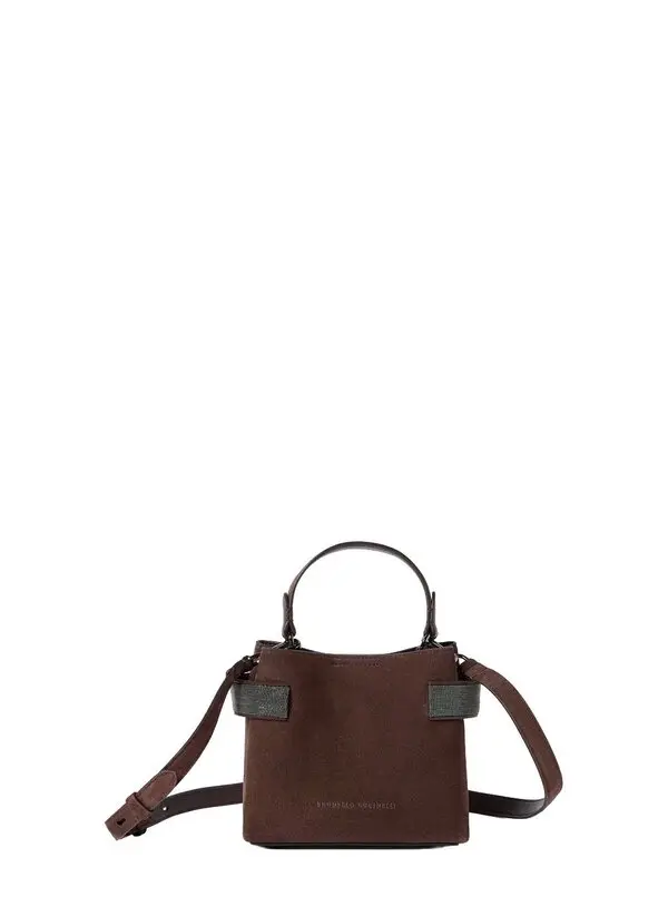 Brunello Cucinelli Shoulder Bag With Adjustable And Removable Strap In Suede For - Brown