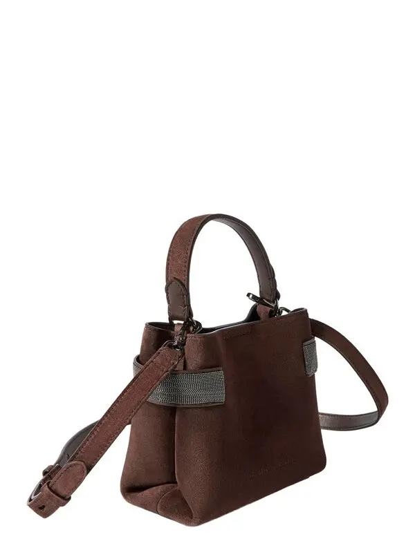 Brunello Cucinelli Shoulder Bag With Adjustable And Removable Strap In Suede For - Brown