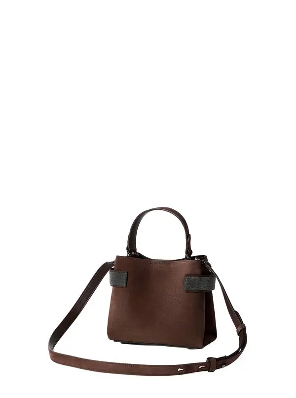 Brunello Cucinelli Shoulder Bag With Adjustable And Removable Strap In Suede For - Brown