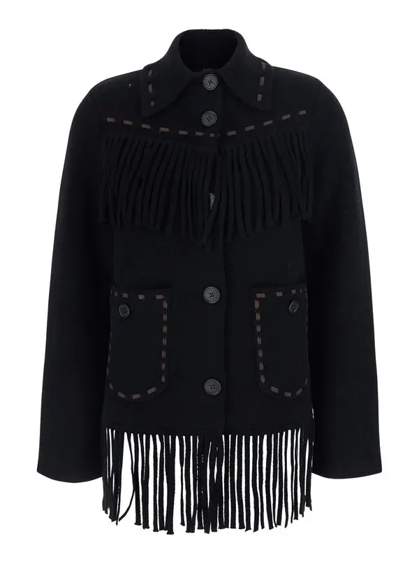 Guest In Residence Leather Fringe Western Jacket For - Black