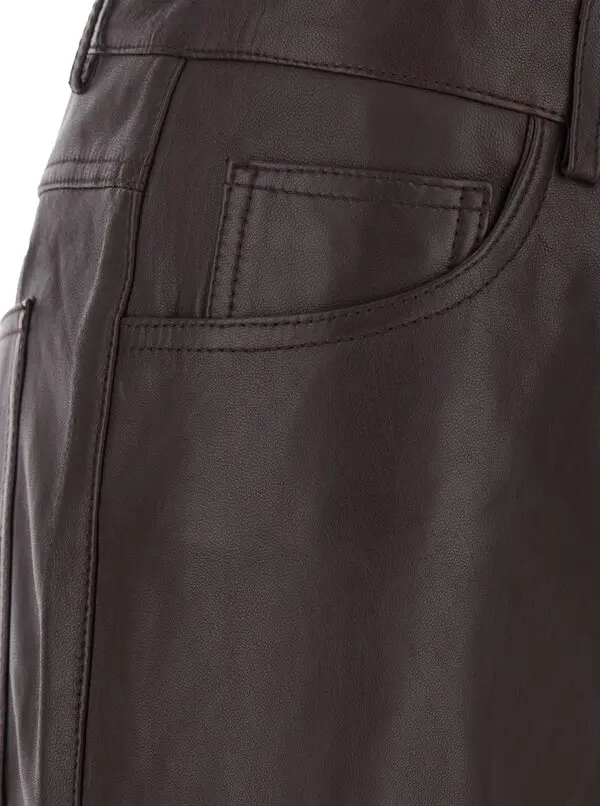 ROTATE BY BIRGER CHRISTENSEN Brown Pants With Hidden Front Closure In Leather For - Multicolor