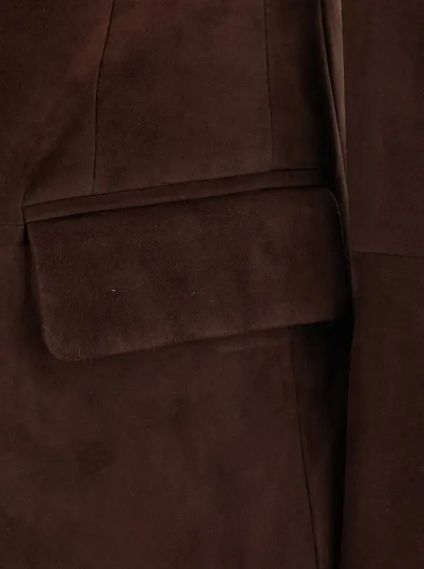 Brunello Cucinelli Brown Single-breasted Jacket With Peak Revers In Suede For - Multicolor