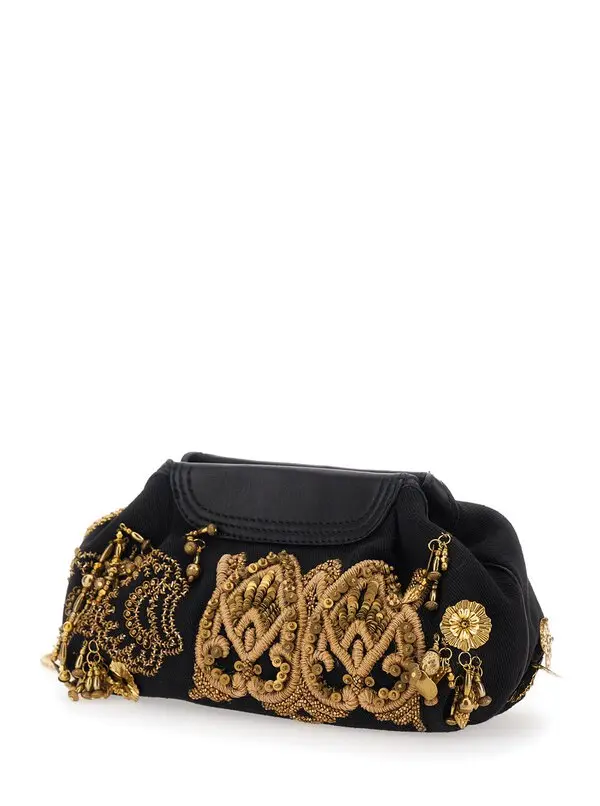 Dries Van Noten Clutch Blossom With Black Cotton - Multicolor