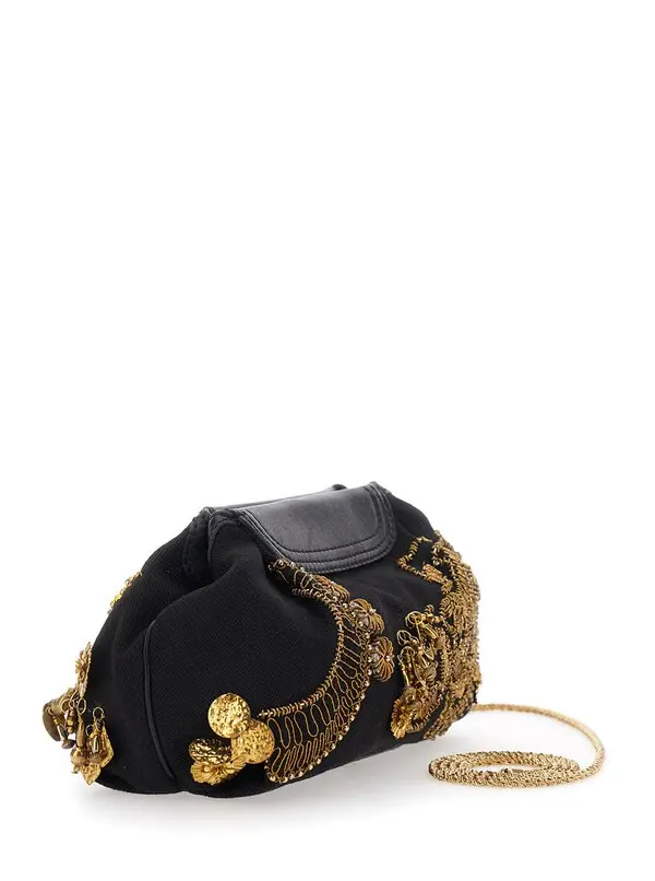 Dries Van Noten Clutch Blossom With Black Cotton - Multicolor