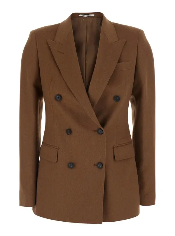 Tagliatore Parigi' Double-breasted Jacket With Peak Revers In Velvet For - Brown