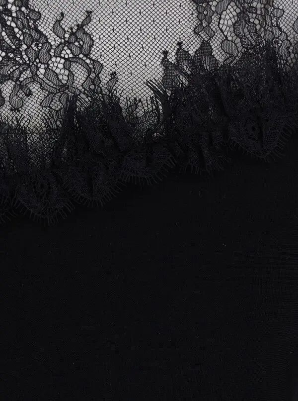 Blumarine Dress With Long Sleeves And Round Neckline In Black Virgin Wool For - Multicolor