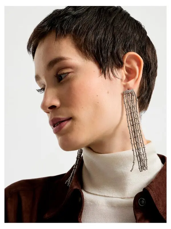 Brunello Cucinelli Metallic Layered Design Drop Earrings In Metal For - Multicolor