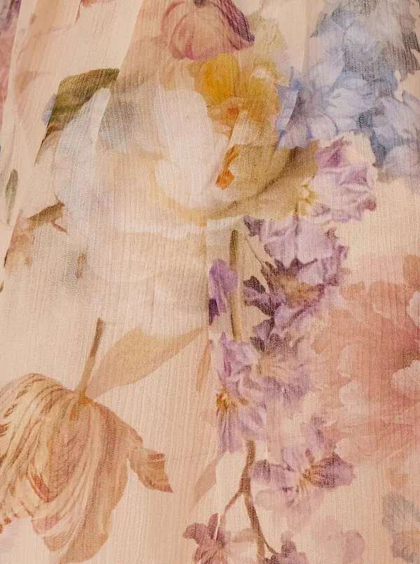 Zimmermann Valiant Billow Blouse With Wide Sleeves And Collar, In Viscose, Color Pink - Multicolor