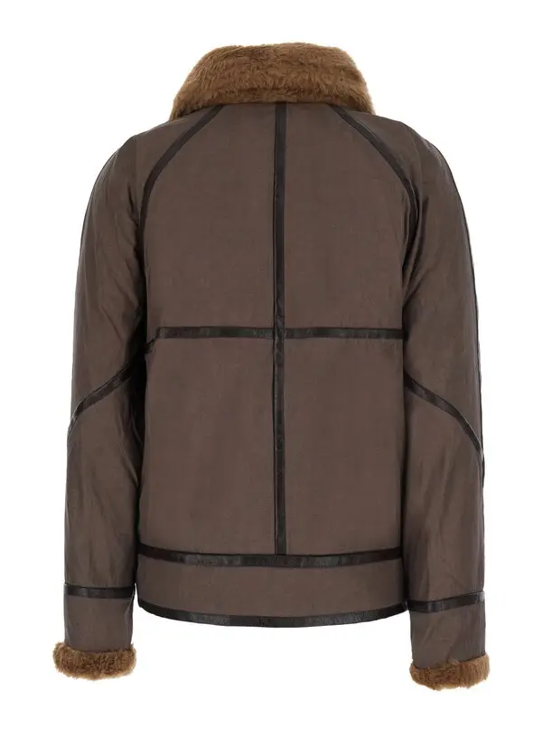 Isabel Marant Étoile Olinka' Brown Jacket With Fur Inserts And Side Pockets In Tech Fabric - Multicolor