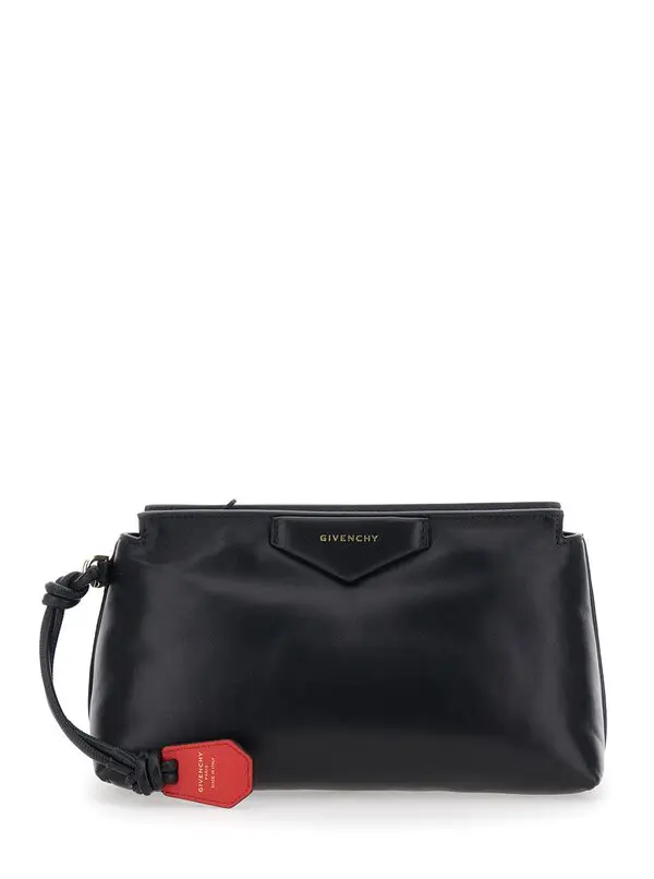 Givenchy Clutch Bag With Flap And Logo In Black Leather - Multicolor