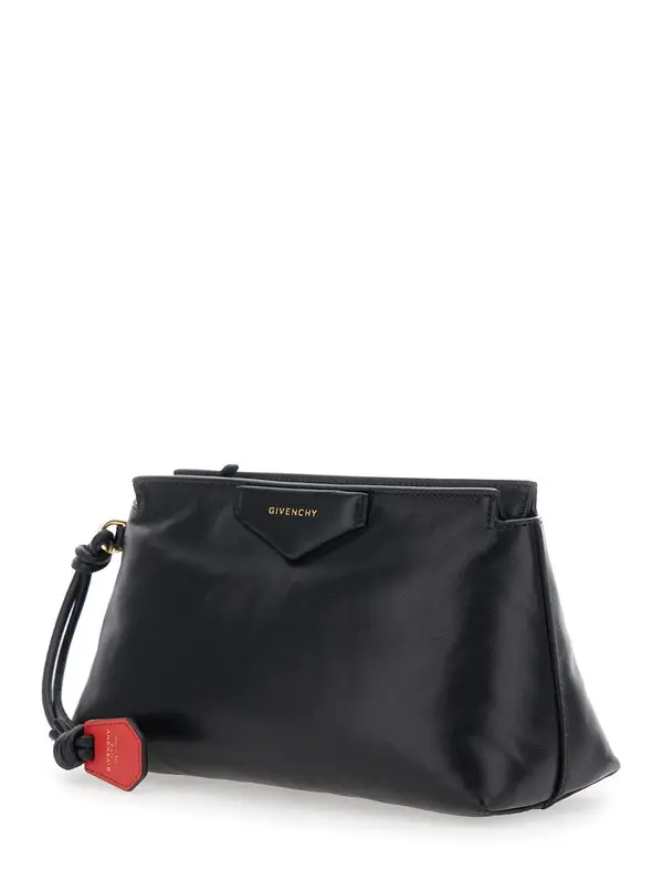 Givenchy Clutch Bag With Flap And Logo In Black Leather - Multicolor