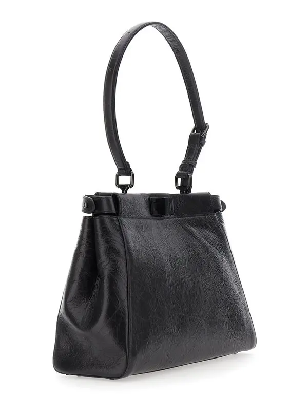 Fendi My Peekaboo' Black Medium Handbag With Adjustable Shoulder Strap And Twist-lock Closure In Leather For - Multicolor