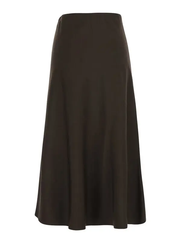 Brunello Cucinelli Brown A-line Midi Skirt In Wool Blend For