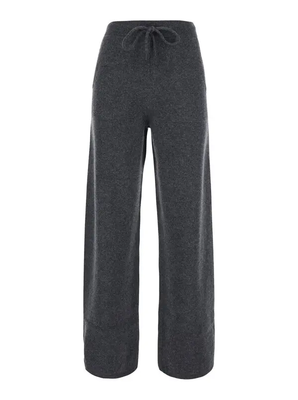 Max Mara Fiabe' Grey Trousers With Pockets And Elasticated Waist In Cashmere - Gray