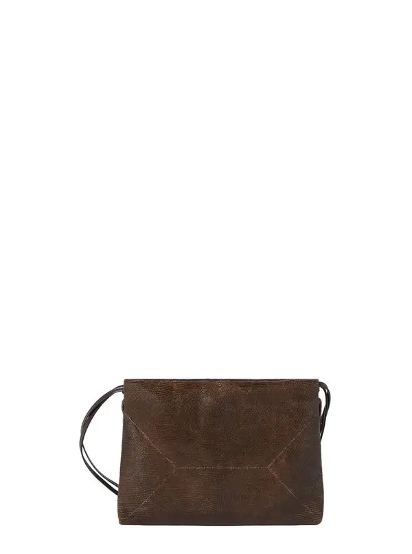 Brunello Cucinelli Brown Shoulder Bag With Drawstring Closure And Monile In Suede For