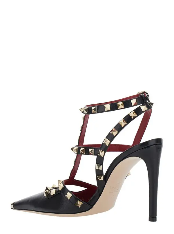 Valentino Garavani Ankle Strap | Rockstud | T. 100 | Capretto/platinum Studs/platinum Tip - Multicolor
