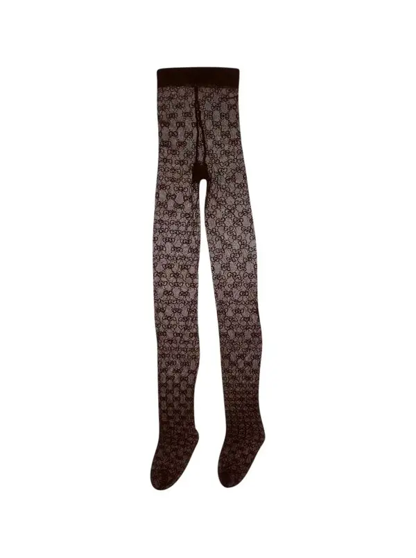 Gucci Tights With All-over Gg Motif In Tech Fabric - Brown