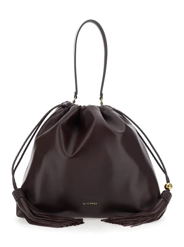 Etro Kalispera' Shoulder Bag With Drawstring Closure In Leather For - Black