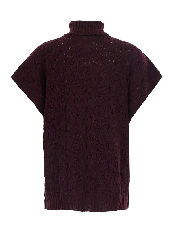 Etro High-neck Sweater With Wide Short Sleeves In Blend Wool - Brown