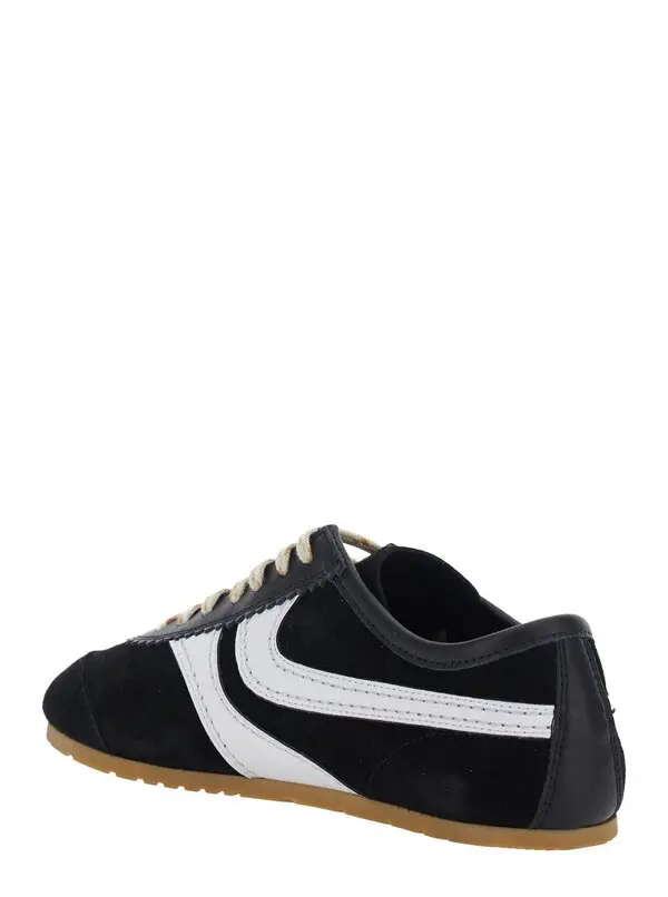 Dries Van Noten Black Low-top Sneakers With Contrasting Details On The Side In Leather - Multicolor