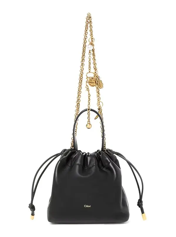 Chloé Handbag With Chain Shoulder Strap And Logo Charm In Leather For - Black