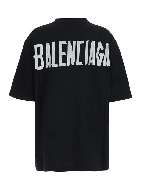 Balenciaga Large Fit Tshirt With Giltter Tape Type On Dry Jersey - Multicolor