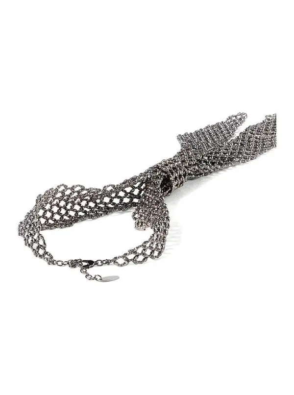 Brunello Cucinelli Silver Colored Necklace With Mesh Texture And All-over Monili Design In Silver For - Multicolor