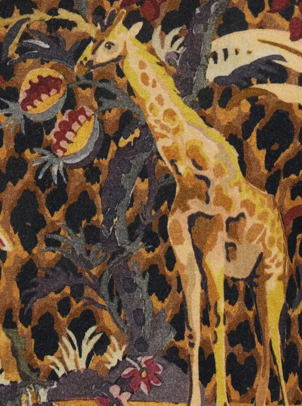 Etro Brown High-neck Sweater With Animal Motif All-over In Wool Blend - Multicolor