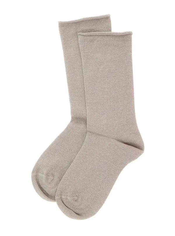 Brunello Cucinelli Grey Socks With Stretch Design In Cashmere And Silk Blend - Multicolor