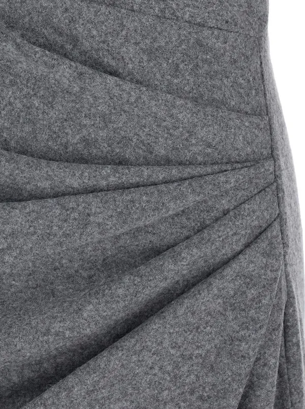Isabel Marant Étoile Naerys' Grey Long Dress With Asymmetric Design And All-over Ruching In Fabric For - Gray