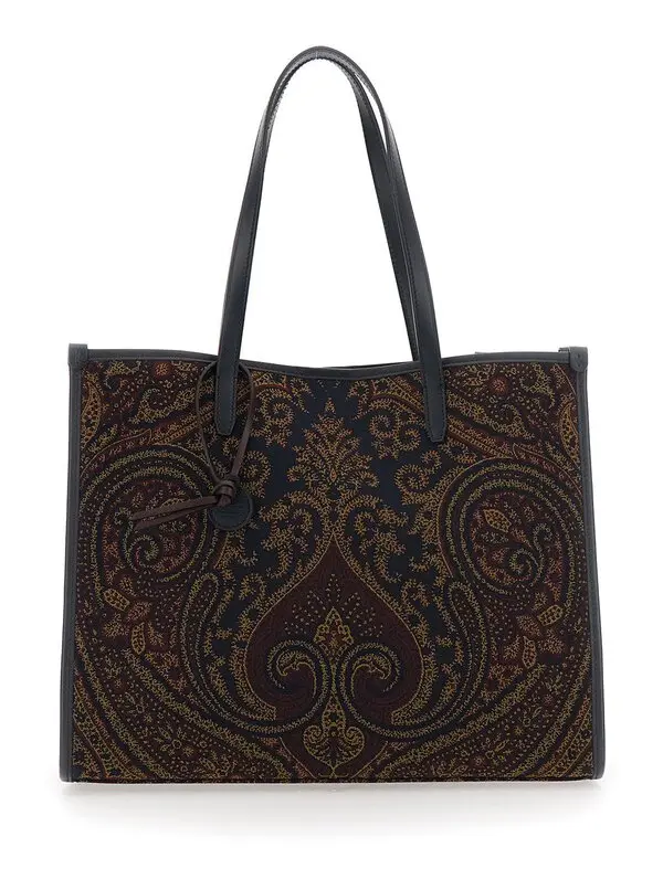 Etro Lovetrotter' Tote Bag With Jacquard Motif In Denim For - Brown