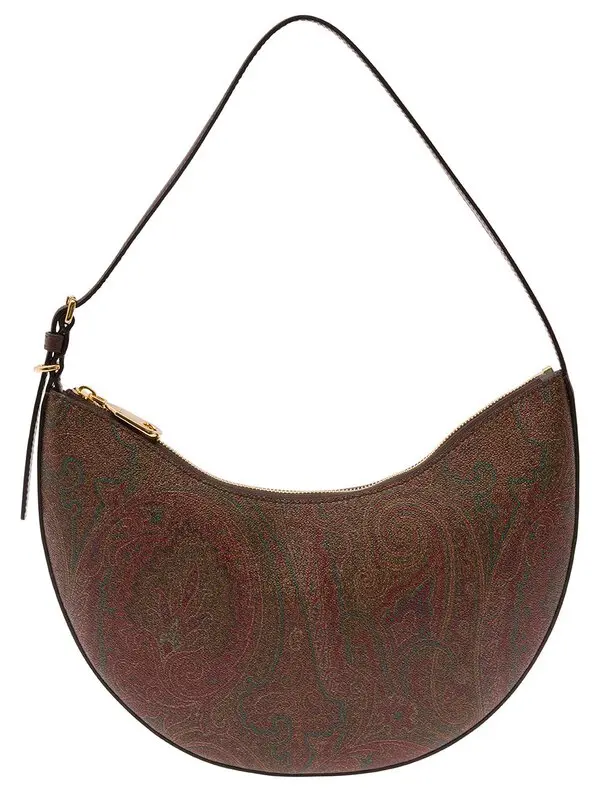 Etro Essential Hobo Bag In Brown With Leather And Fabric