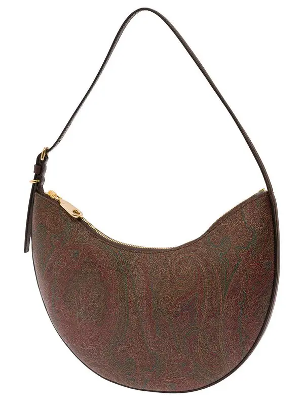 Etro Essential Hobo Bag In Brown With Leather And Fabric