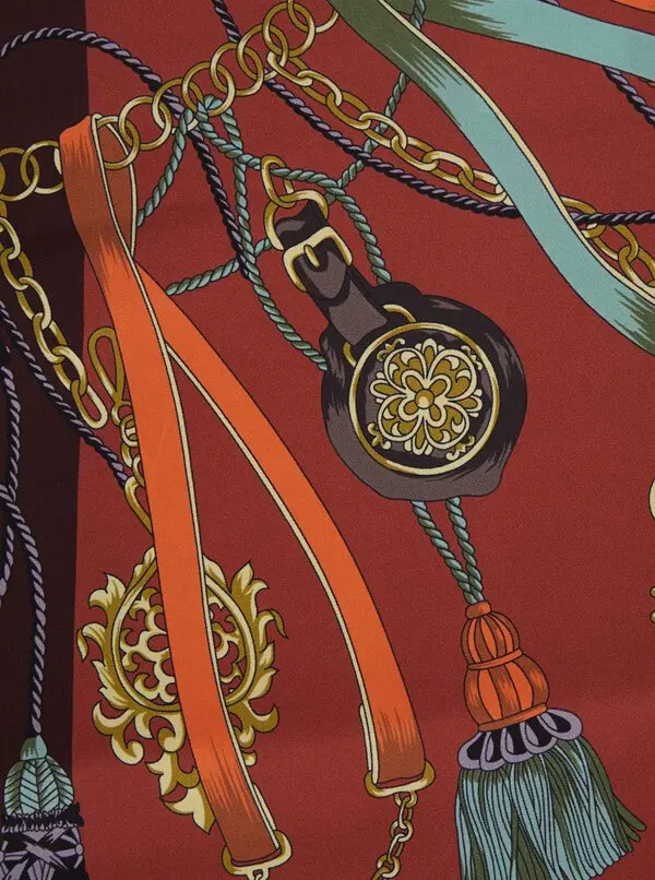 Etro Silk Paisley Scarf With Fringes In Orange - Multicolor