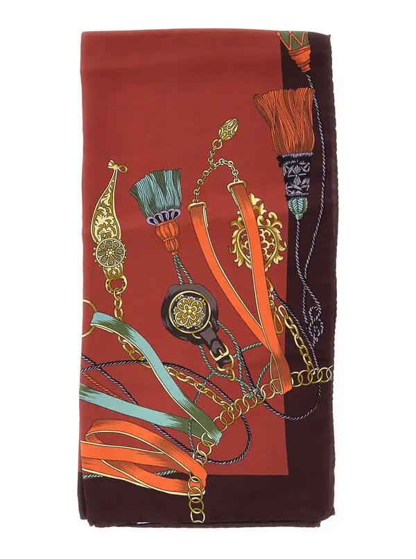 Etro Bordeaux Scarf With All-over Paisley Motif In Silk For - Multicolor