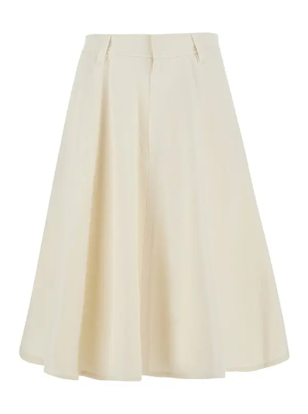 Brunello Cucinelli White Flared Skirt With Monile Detail On The Back In Cotton Blend For - Multicolor