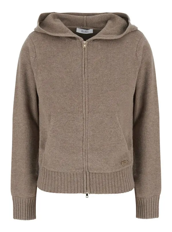 Max Mara Primo' Beige Hoodie With Hood And Long Sleeves In Cashmere For - Multicolor