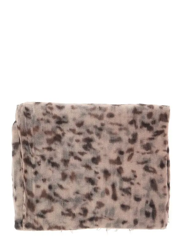 Brunello Cucinelli Beige Scarf With All-over Print In Cashmere For - Multicolor