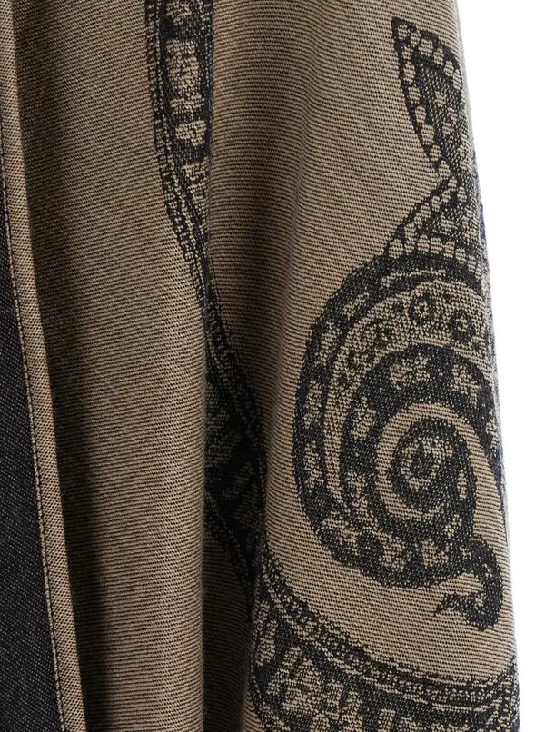 Etro Brown Hooded Cape With All-over Paisley Motif In Wool For - Multicolor