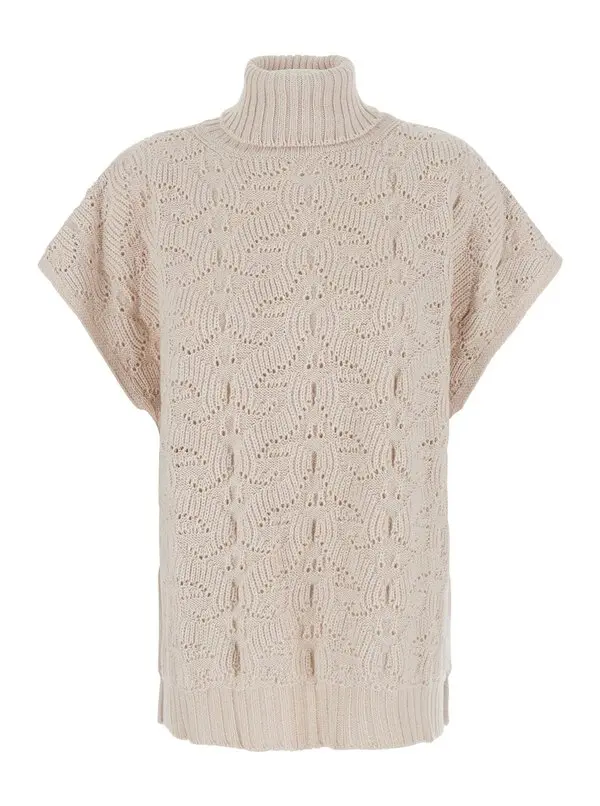 Etro High-neck Sweater With Wide Short Sleeves In Blend Wool