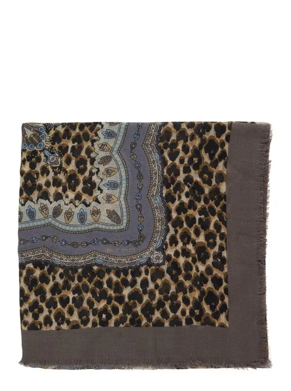 Etro Aida' Scarf With Logo Lettering And All-over Print In Modal And Cashmere For - Multicolor