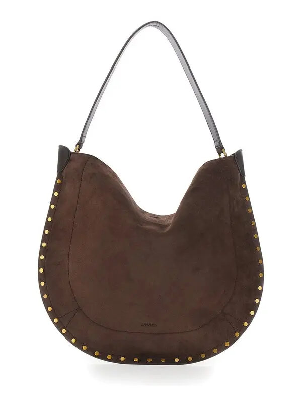 Isabel Marant Étoile Oskan Hobo' Shoulder Bag With Studded Trim In Suede For - Brown